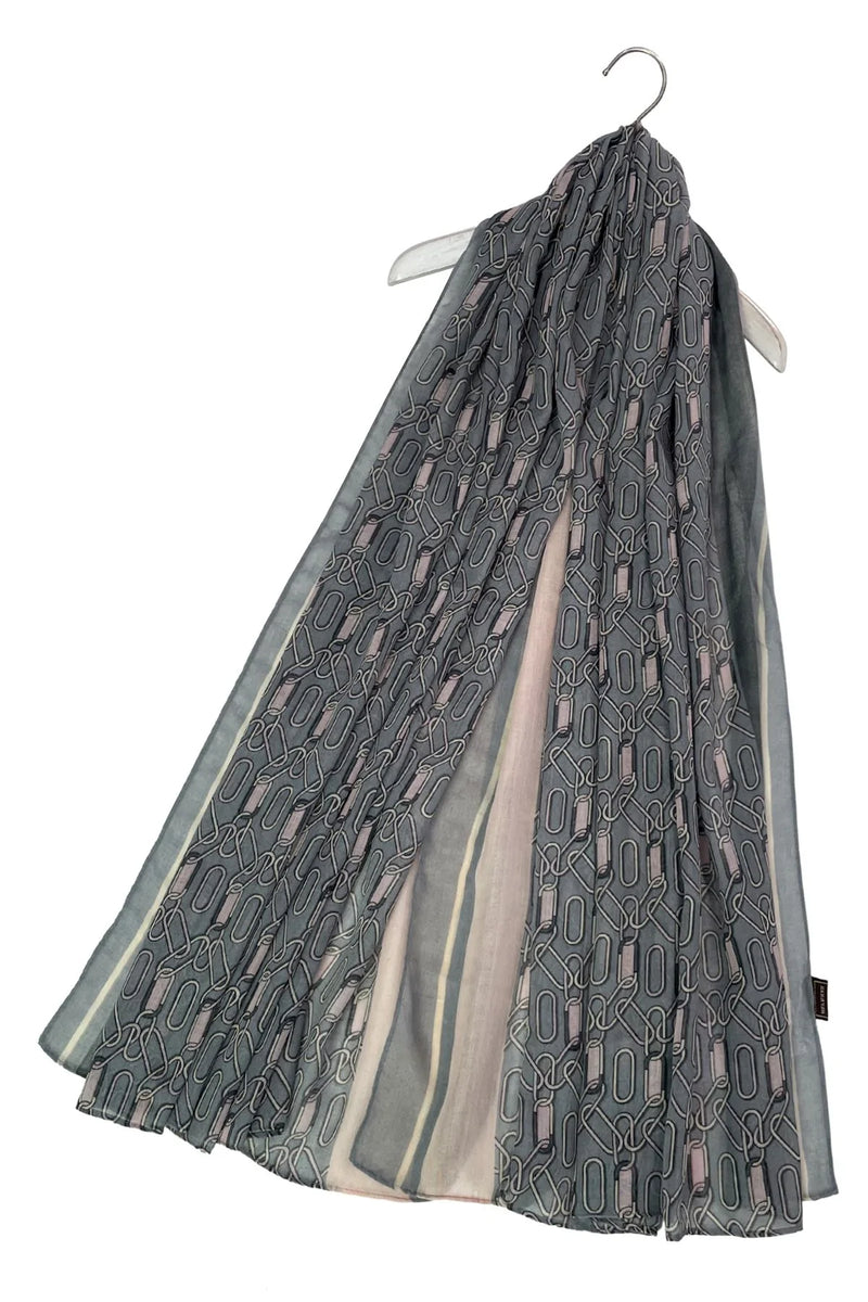 Chain Link Fashion Print Scarf - Grey | Oxford Blue