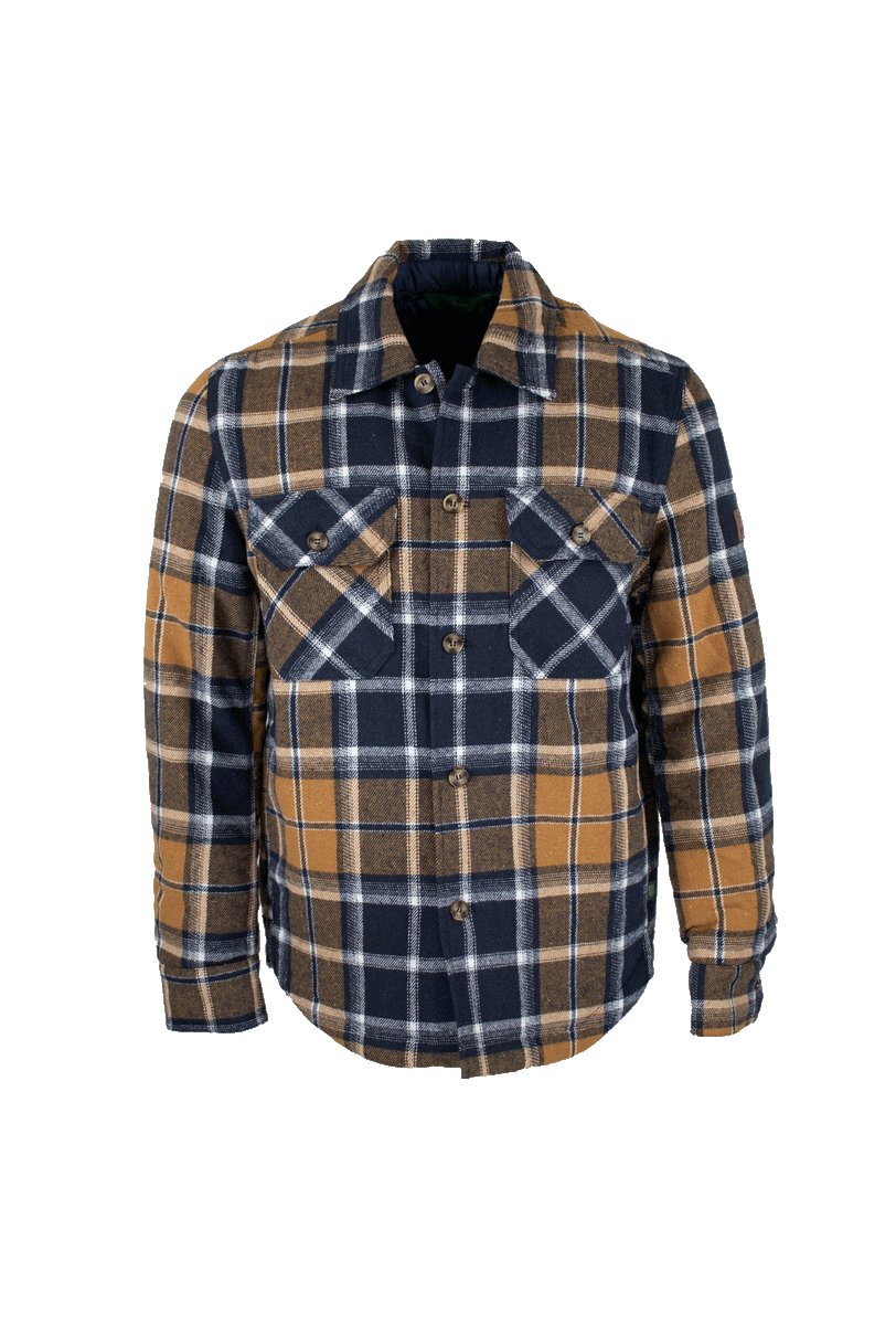 Men's Check Padded Overshirt - MUSTARD | Oxford Blue