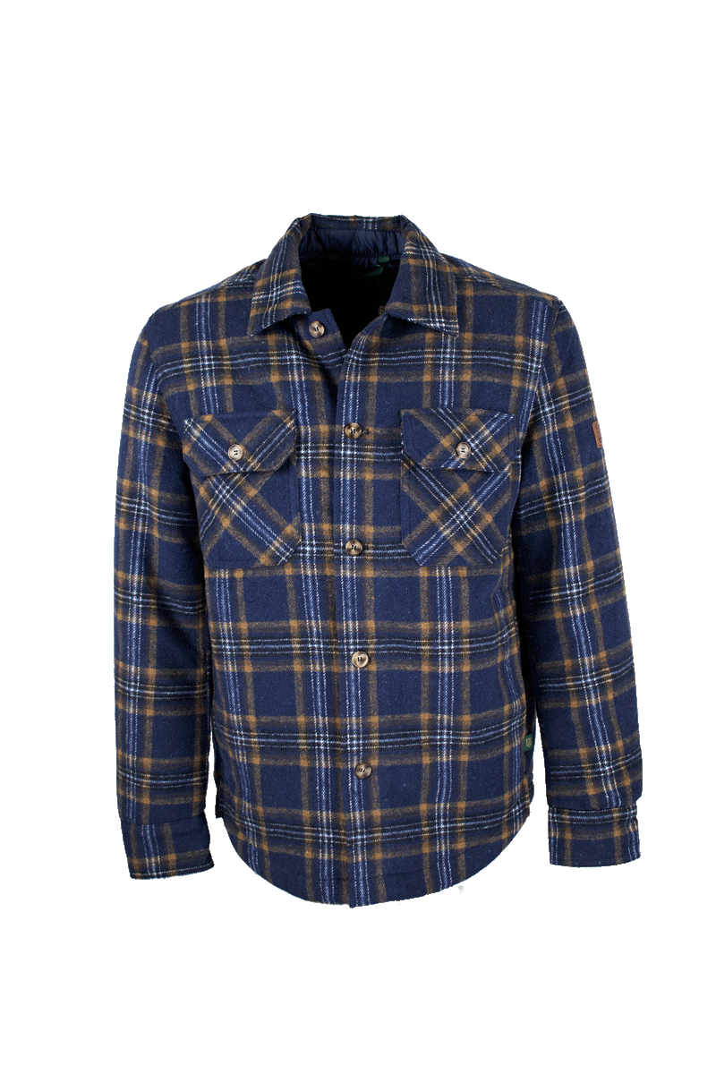 Men's Check Padded Overshirt - NAVY | Oxford Blue