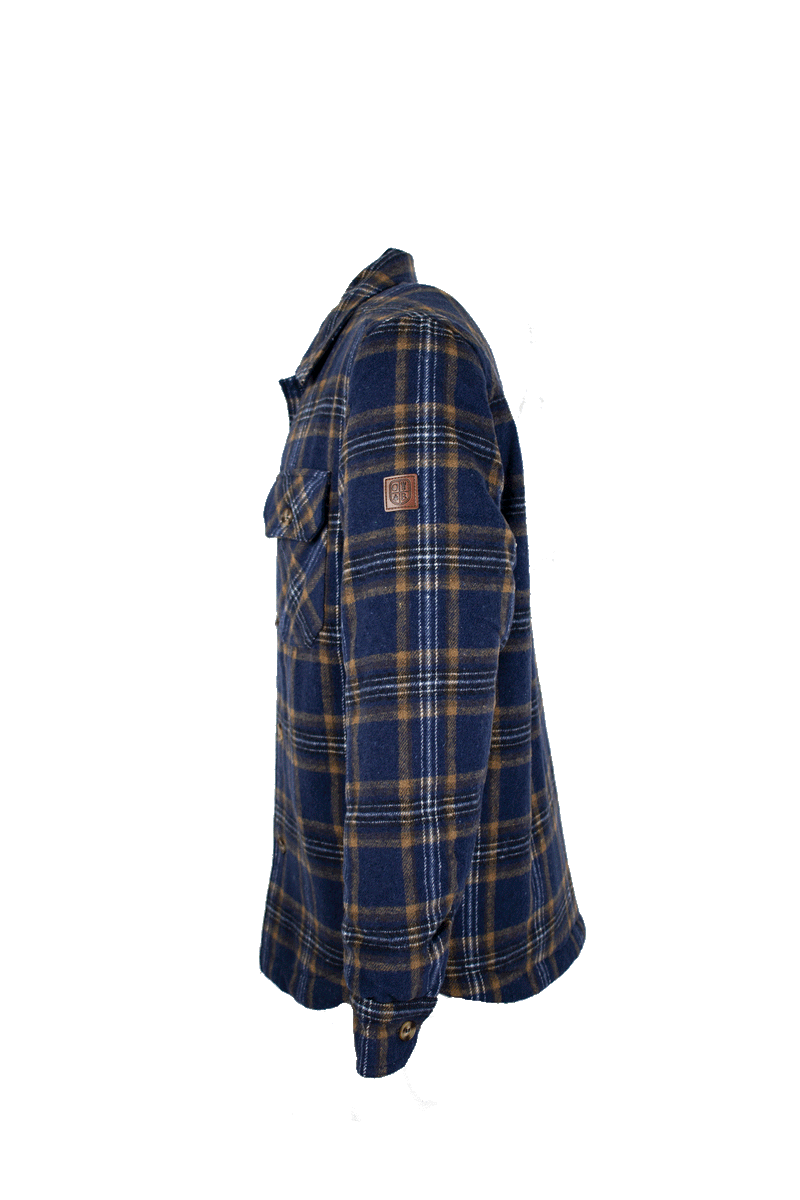 Men's Check Padded Overshirt - NAVY | Oxford Blue