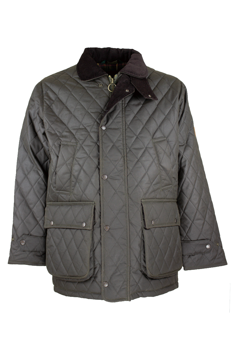 Men's Aarhus Quilted Wax Coat - DARK OLIVE | Oxford Blue