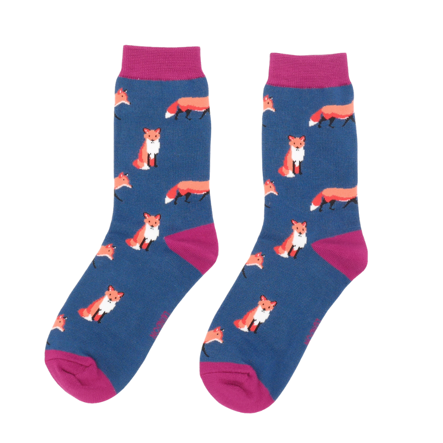 Women's Foxes Socks - Denim | Oxford Blue